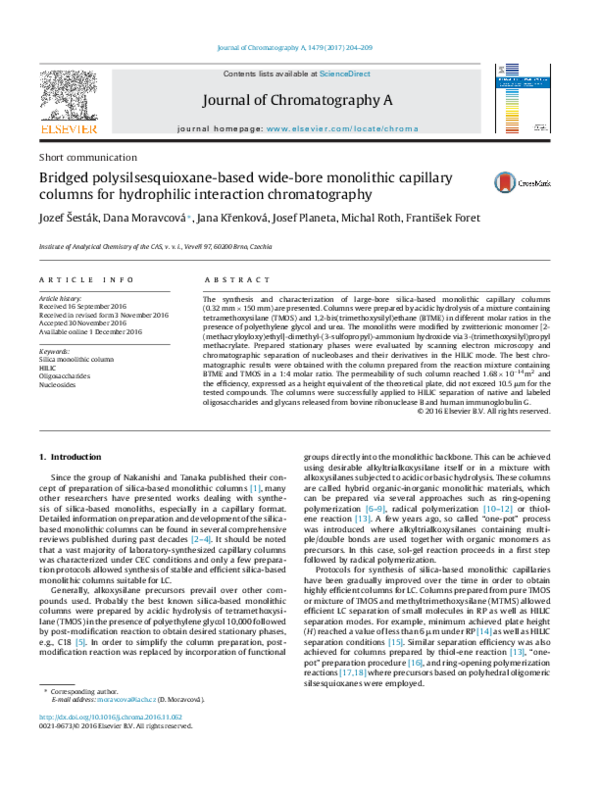 (PDF) Bridged polysilsesquioxane-based wide-bore monolithic capillary ...