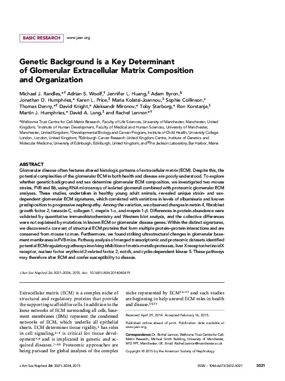 (PDF) Genetic Background is a Key Determinant of Glomerular ...