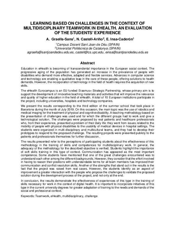 (PDF) Learning Based on Challenges in the Context of Multidisciplinary ...