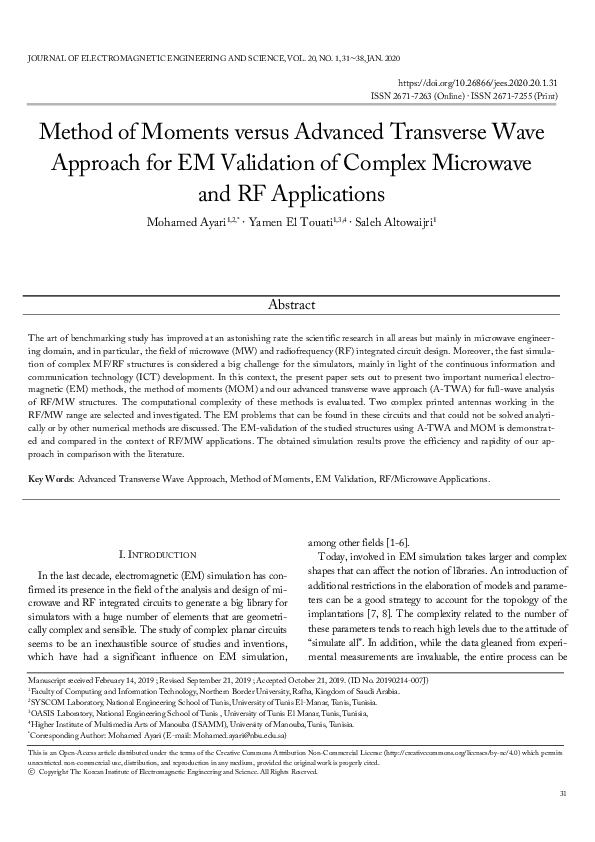 (PDF) Method of Moments versus Advanced Transverse Wave Approach for EM ...