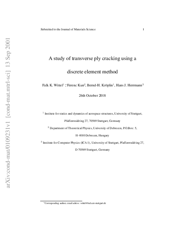 (PDF) A study of transverse ply cracking using a discrete element ...