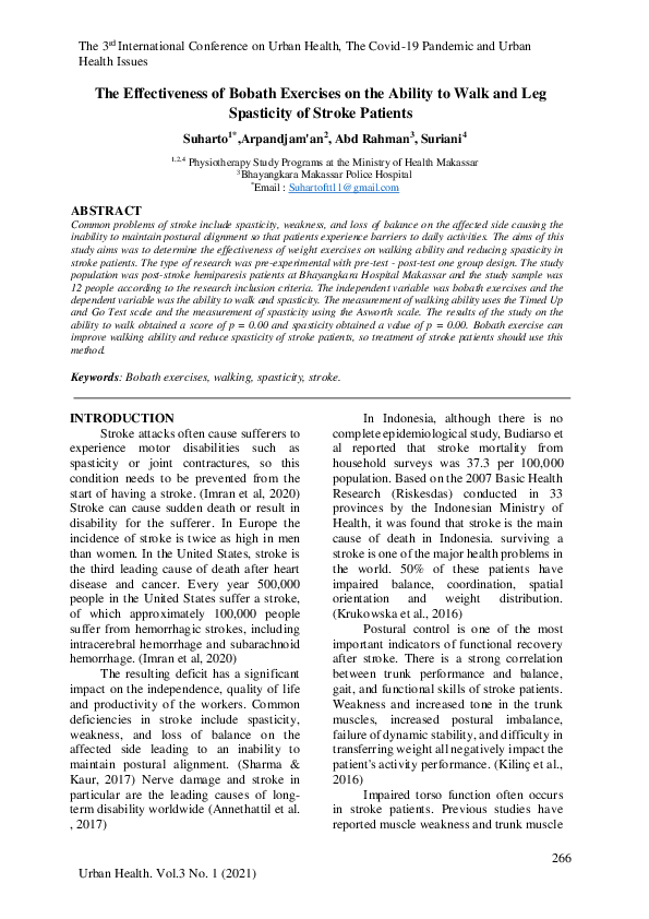 (PDF) The Effectiveness of Bobath Exercises on the Ability to Walk and ...