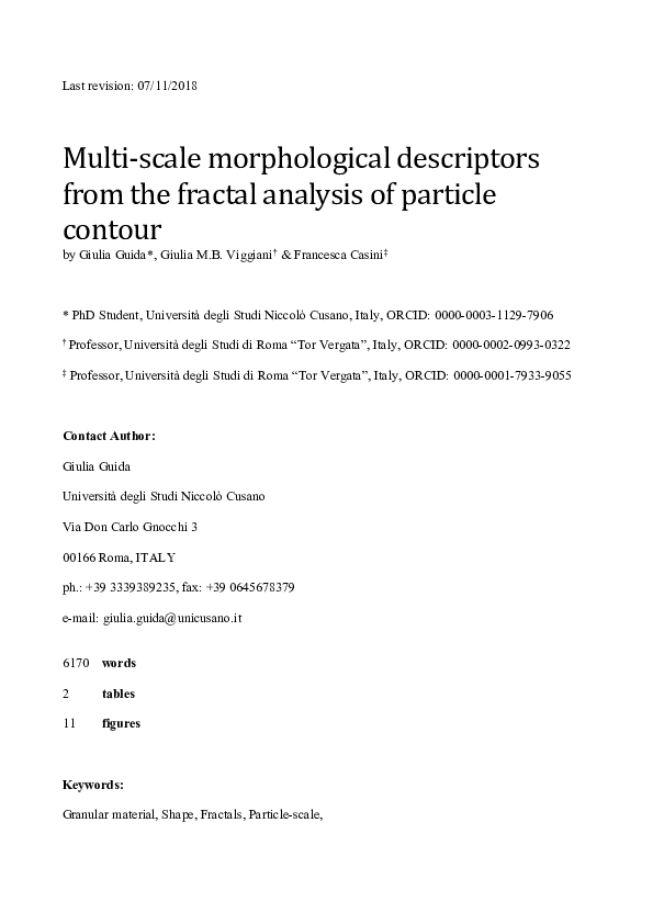 (PDF) Multi-scale morphological descriptors from the fractal analysis of particle contour ...