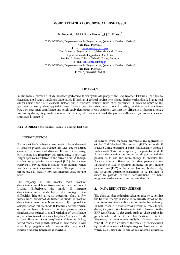 Pdf Mode Ii Fracture Of Cortical Bone Tissue M F S F De Moura