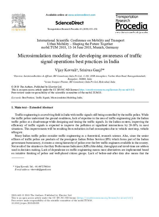 (PDF) Microsimulation modeling for developing awareness of traffic signal operations best ...