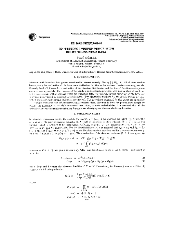 (PDF) On testing independence with right truncated data