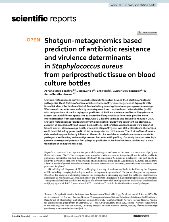 (PDF) Shotgun-metagenomics based prediction of antibiotic resistance and virulence determinants ...