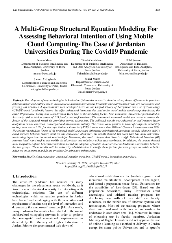 (PDF) A Multi-Group Structural Equation Modeling For Assessing Behavioral Intention of Using ...