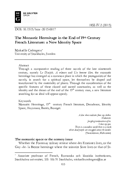 (PDF) The Monastic Hermitage in the End of 19th Century French ...