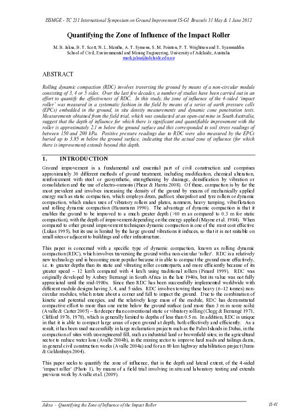 (PDF) Quantifying the Zone of Influence of the Impact Roller