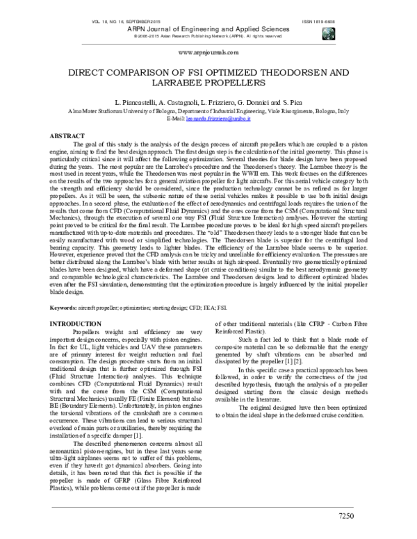 Direct Comparison of Fsi Optimized Theodorsen and Larrabee Propellers
