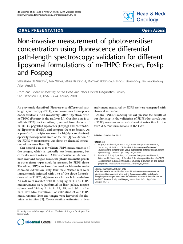 (PDF) Non-invasive measurement of photosensitiser concentration using ...