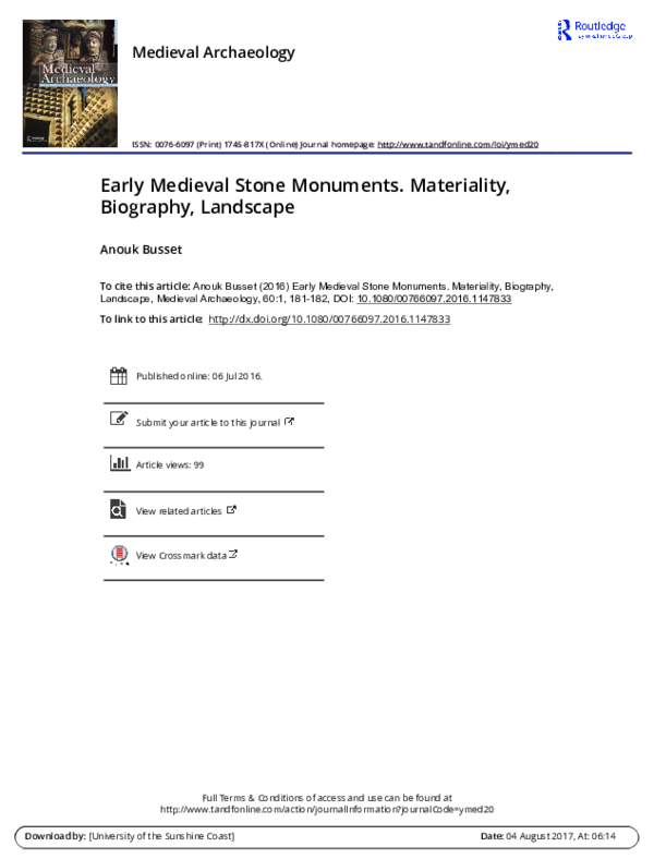 (PDF) Early Medieval Stone Monuments. Materiality, Biography, Landscape