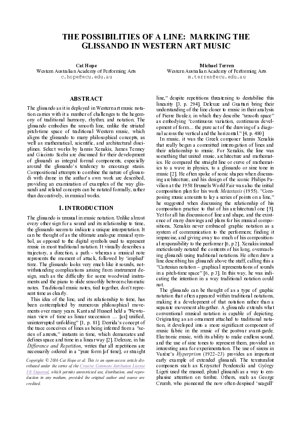 (PDF) The Possibilities of a Line : Marking the Glissando in Western ...