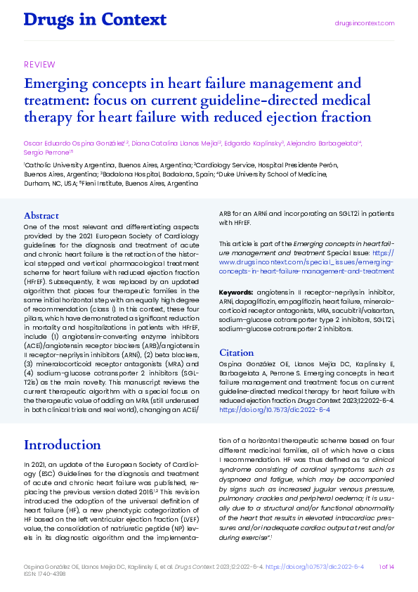 (PDF) Emerging concepts in heart failure management and treatment: focus on current guideline ...
