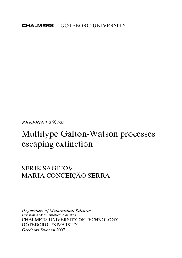 (PDF) Multitype Galton-Watson processes escaping extinction