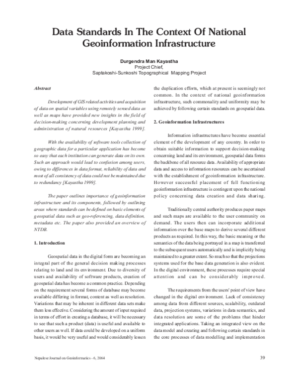 (PDF) Data Standards In The Context Of National Geoinformation ...
