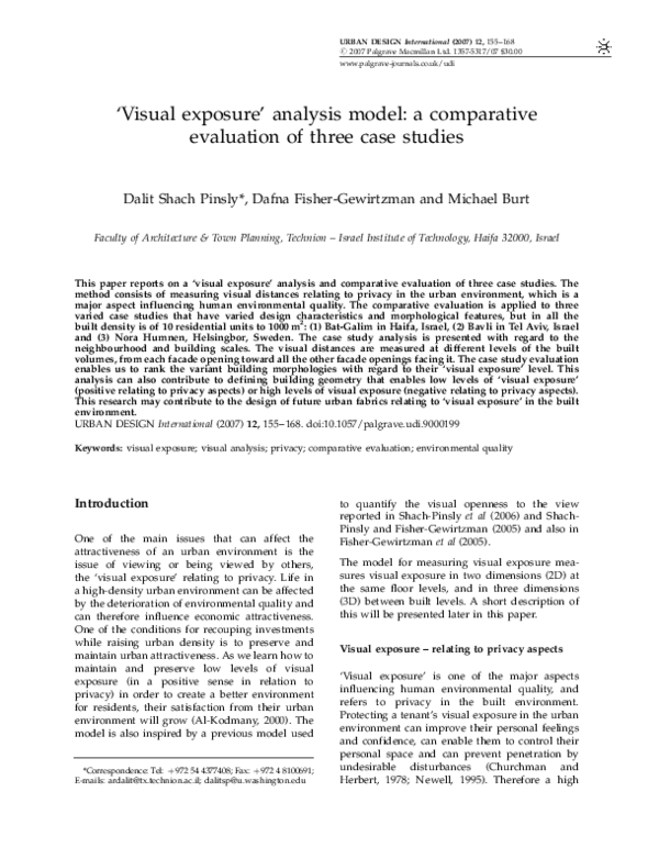 (PDF) ‘Visual exposure’ analysis model: a comparative evaluation of ...