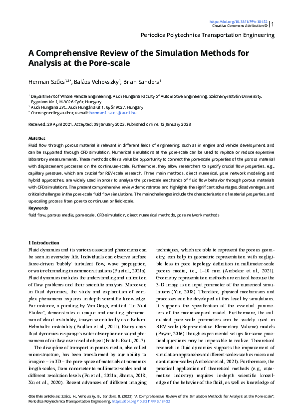 (PDF) A Comprehensive Review of the Simulation Methods for Analysis at the Pore-scale