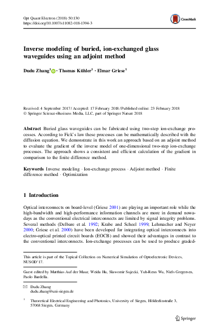 (PDF) Inverse modeling of buried, ion-exchanged glass waveguides using ...