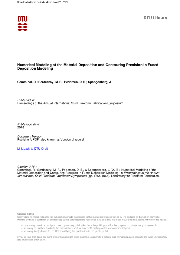 (PDF) Numerical Modeling of the Material Deposition and Contouring Precision in Fused Deposition ...