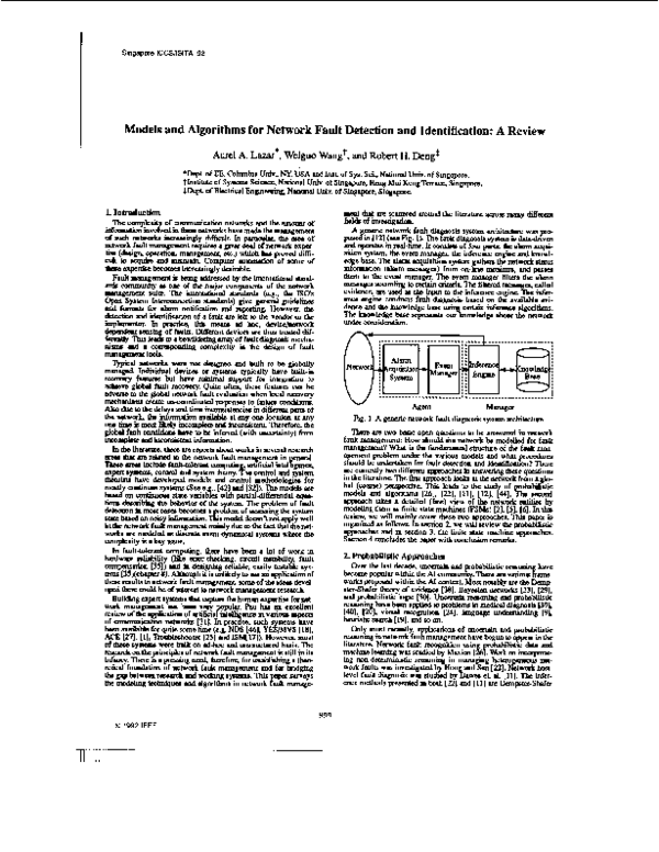 (PDF) Models and algorithms for network fault detection and identification: a review