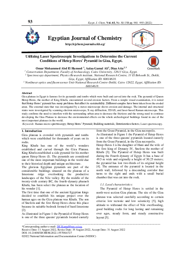 (PDF) Utilizing Laser Spectroscopic Investigations to Determine the ...