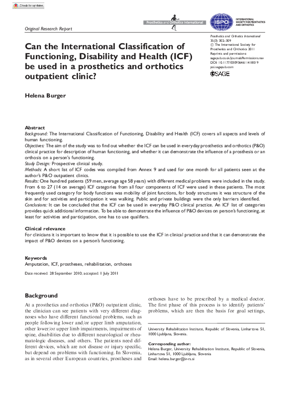 (PDF) Can the International Classification of Functioning, Disability ...