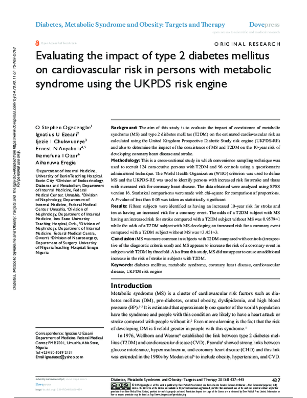 (PDF) Evaluating the impact of type 2 diabetes mellitus on ...