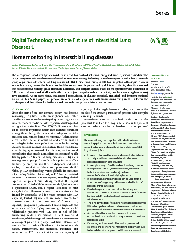 (PDF) Home monitoring in interstitial lung diseases