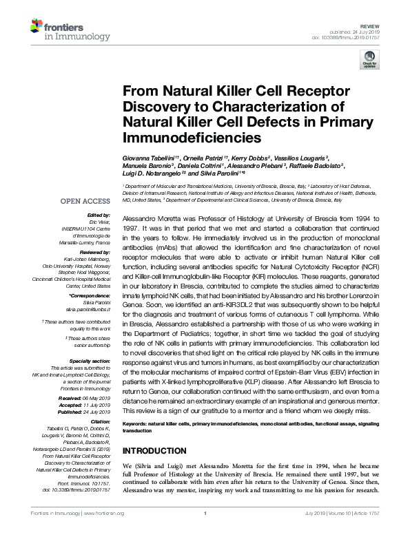 (PDF) From Natural Killer Cell Receptor Discovery to Characterization ...