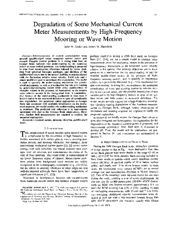 (PDF) Degradation of some mechanical current meter measurements by high ...