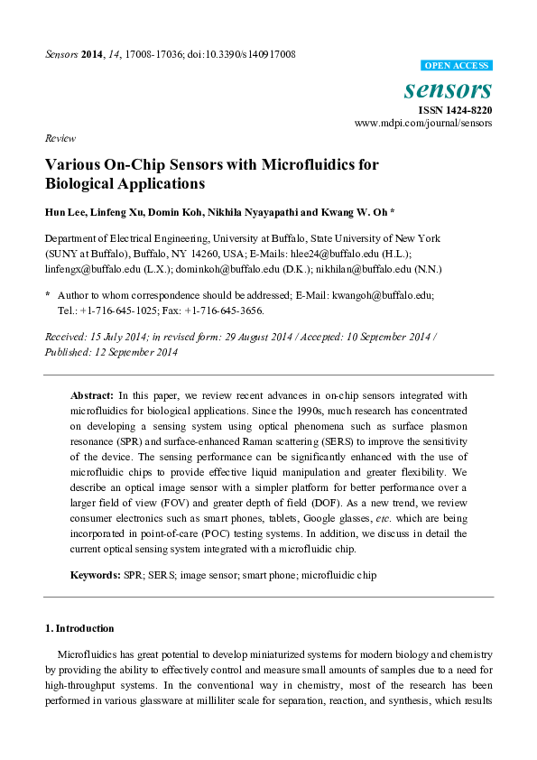 (PDF) Various On-Chip Sensors with Microfluidics for Biological Applications
