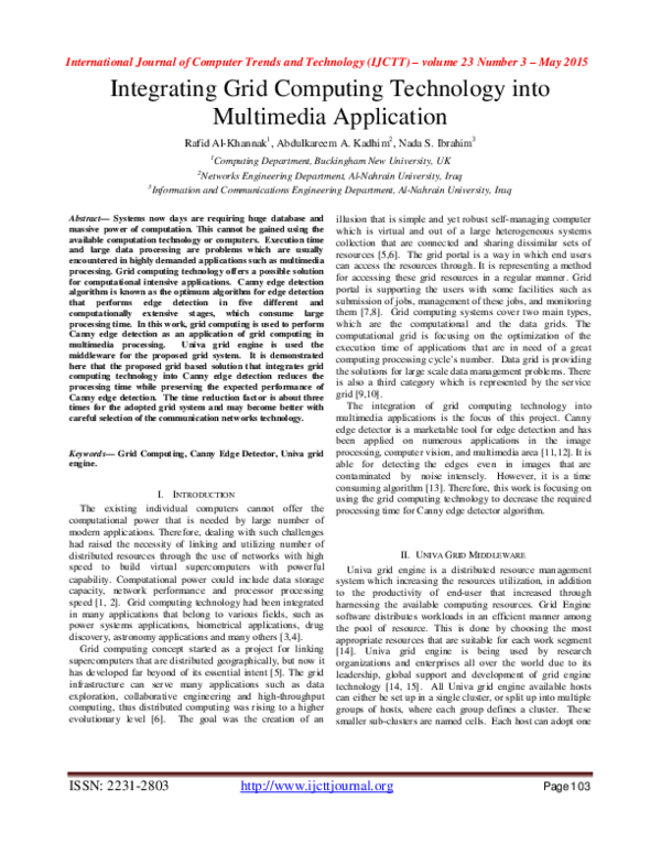 (PDF) Integrating Grid Computing Technology into Multimedia Application | Abdulkareem Kadhim ...