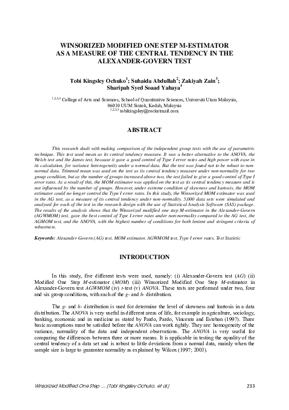 (PDF) Winsorized Modified One Step M-Estimator As a Measure of the ...