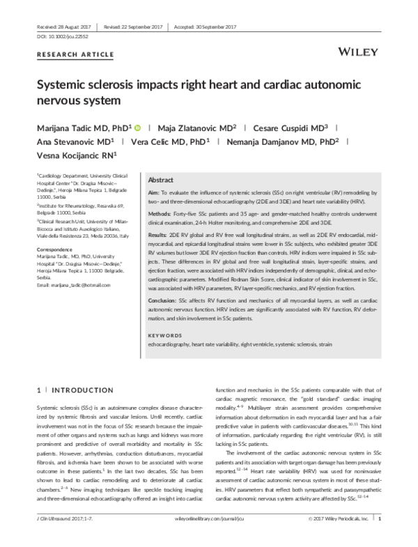 (PDF) Systemic sclerosis impacts right heart and cardiac autonomic ...