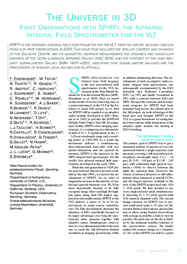 (PDF) 3D Observations with SPIFFI at the VLT