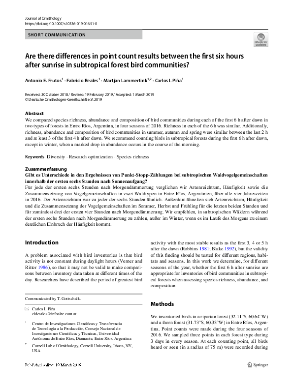 (PDF) Are there differences in point count results between the first ...