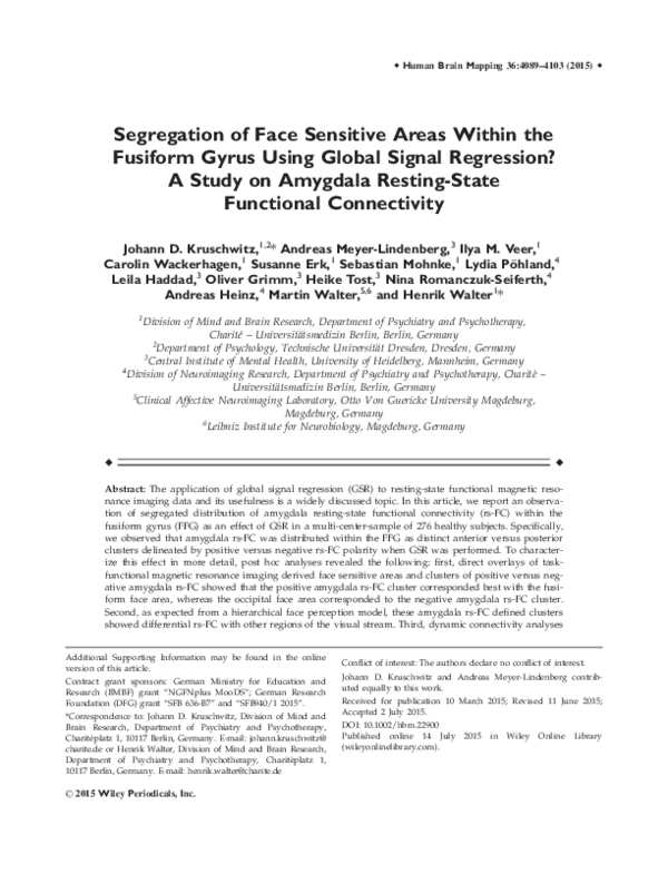 Segregation of face sensitive areas within the fusiform gyrus using ...