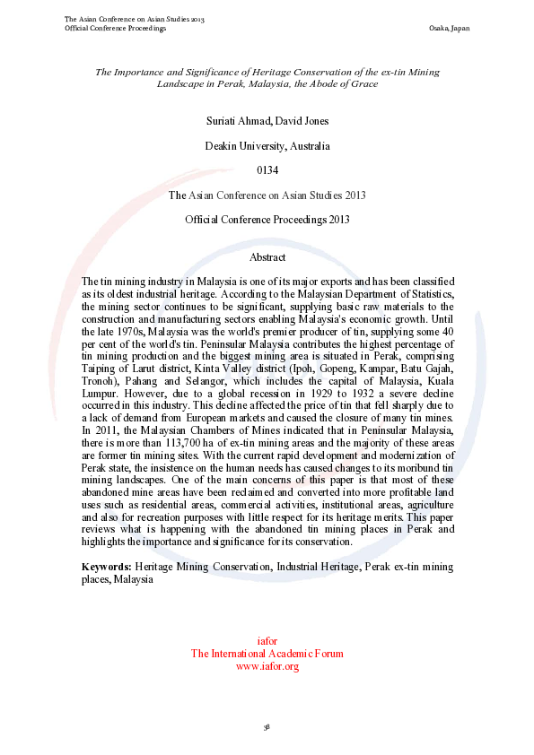 (PDF) The importance and significance of heritage conservation of ex ...