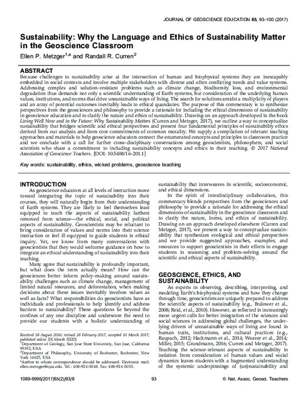 (PDF) Sustainability: Why the Language and Ethics of Sustainability ...