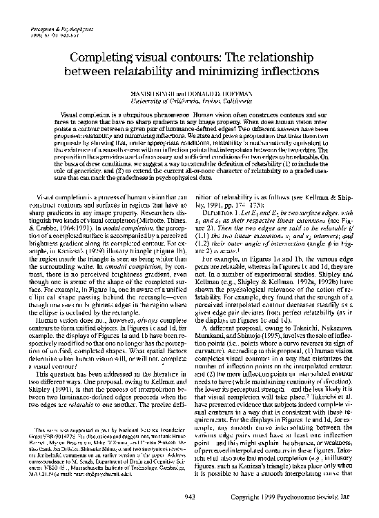 (PDF) Completing visual contours: The relationship between relatability ...