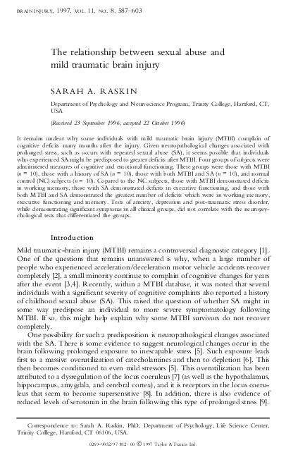 (PDF) The relationship between sexual abuse and mild traumatic brain injury