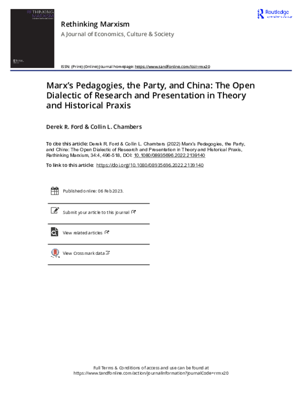 (PDF) Marx's pedagogies, the Party, and China: The open dialectic of ...