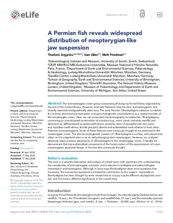 (PDF) A Permian fish reveals widespread distribution of neopterygian ...