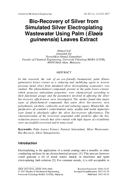 (PDF) Bio-recovery of silver from simulated silver electroplating ...