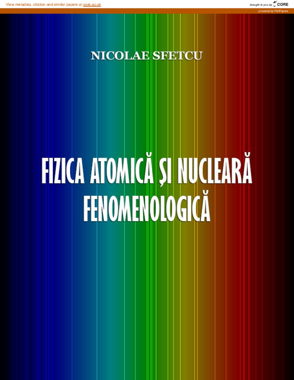 (PDF) Fizica atomică și nucleară fenomenologică