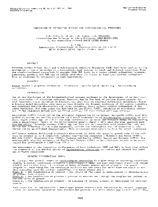 Pdf Comparison Of Estimation Methods For Biotechnological Processes