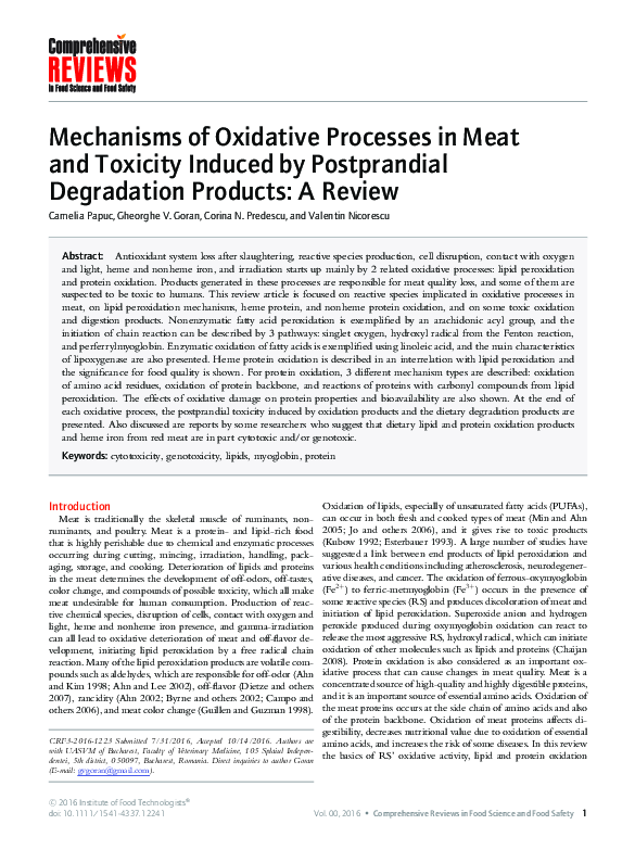 (PDF) Mechanisms of Oxidative Processes in Meat and Toxicity Induced by ...