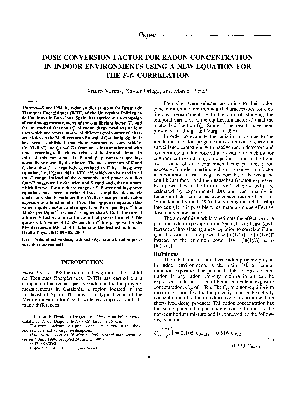 (PDF) Dose Conversion Factor for Radon Concentration in Indoor ...